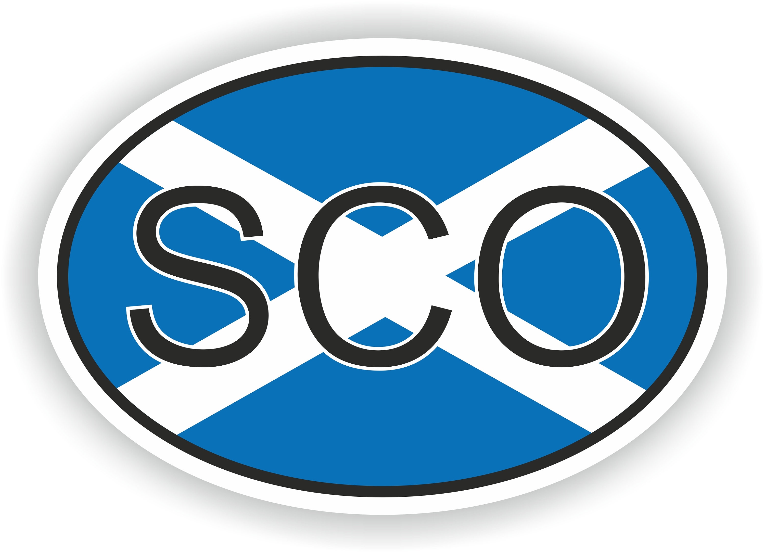 Scotland SCO Country Code Oval Sticker With Flag for Bumper Laptop Book ...