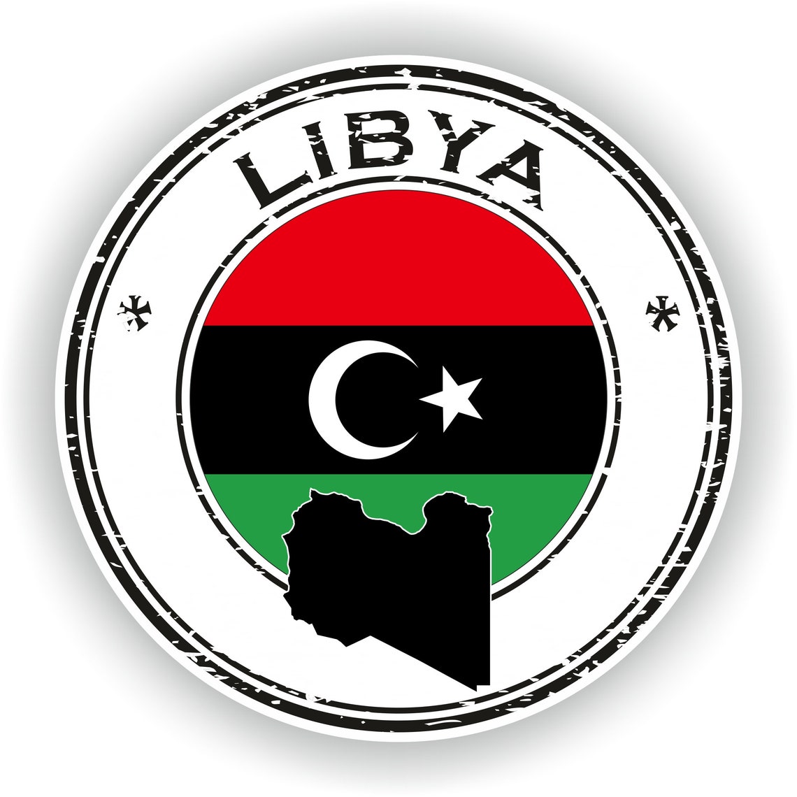 Libya Seal Sticker Round Flag for Laptop Book Fridge Guitar Motorcycle ...