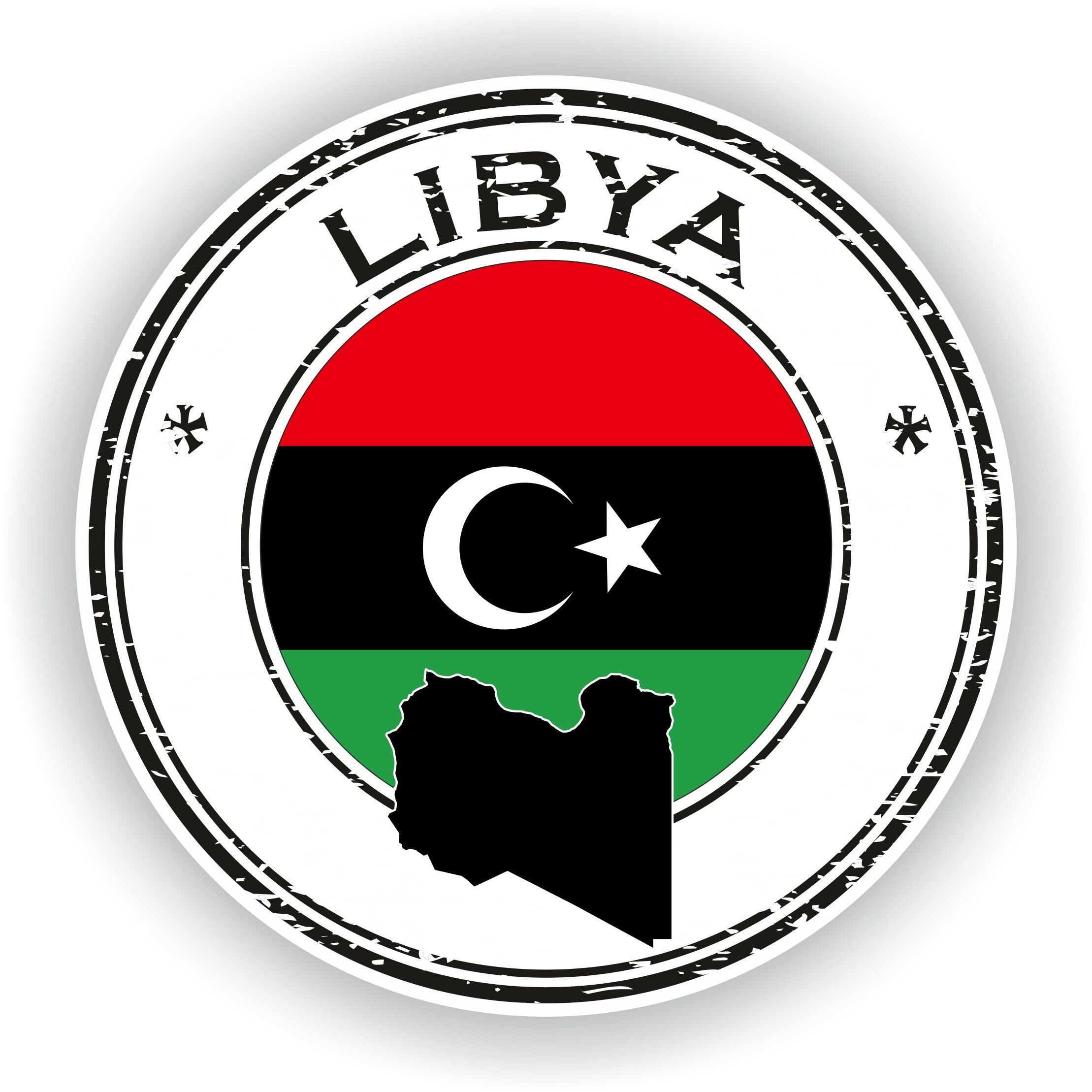 Libya Seal Sticker Round Flag for Laptop Book Fridge Guitar | Etsy
