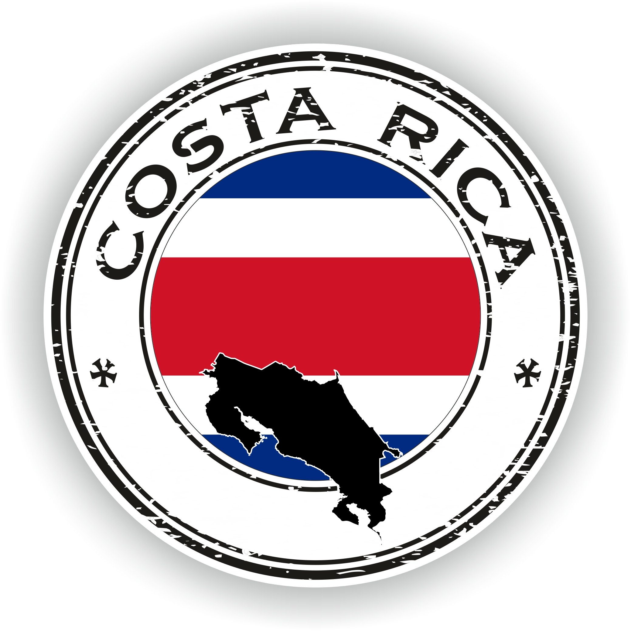 Costa Rica Seal Sticker Round Flag for Laptop Book Fridge Guitar ...