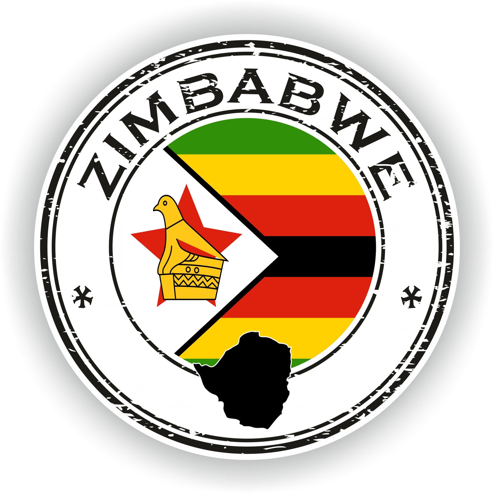Zimbabwe Seal Sticker Round Flag for Laptop Book Fridge Guitar - Etsy