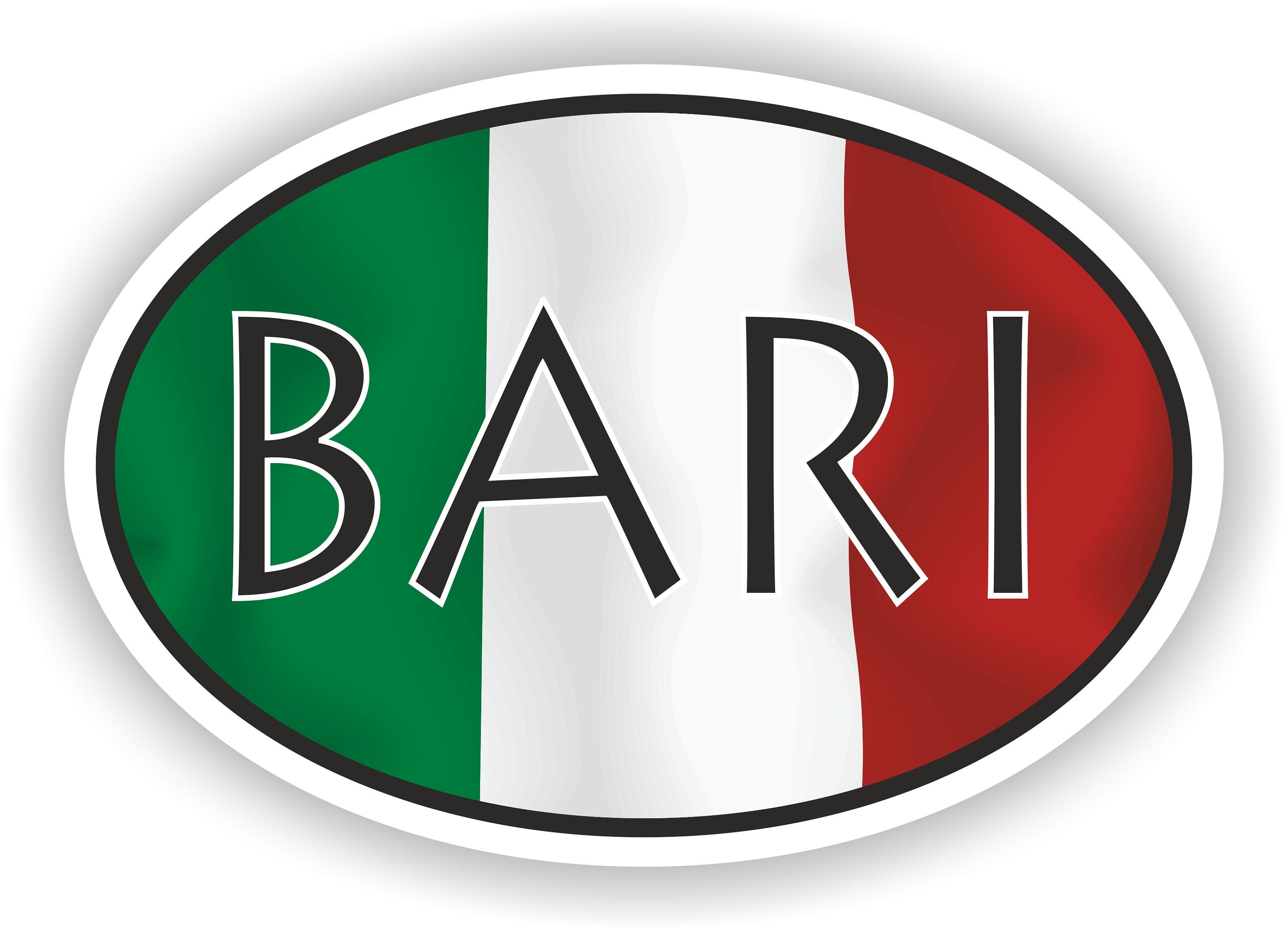 Bari Italy Country Code Oval Sticker With Flag for Bumper Laptop Book ...