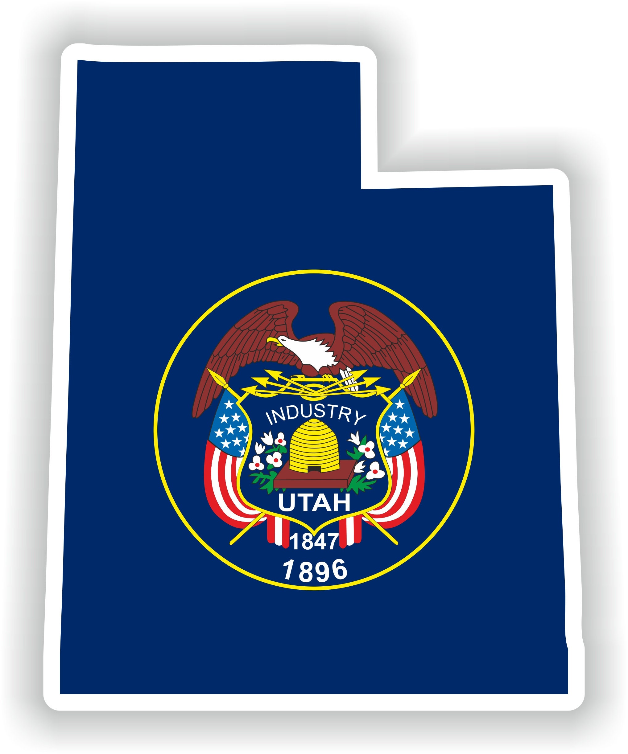 Utah Map Sticker Flag For Laptop Book Fridge Guitar Motorcycle Helmet