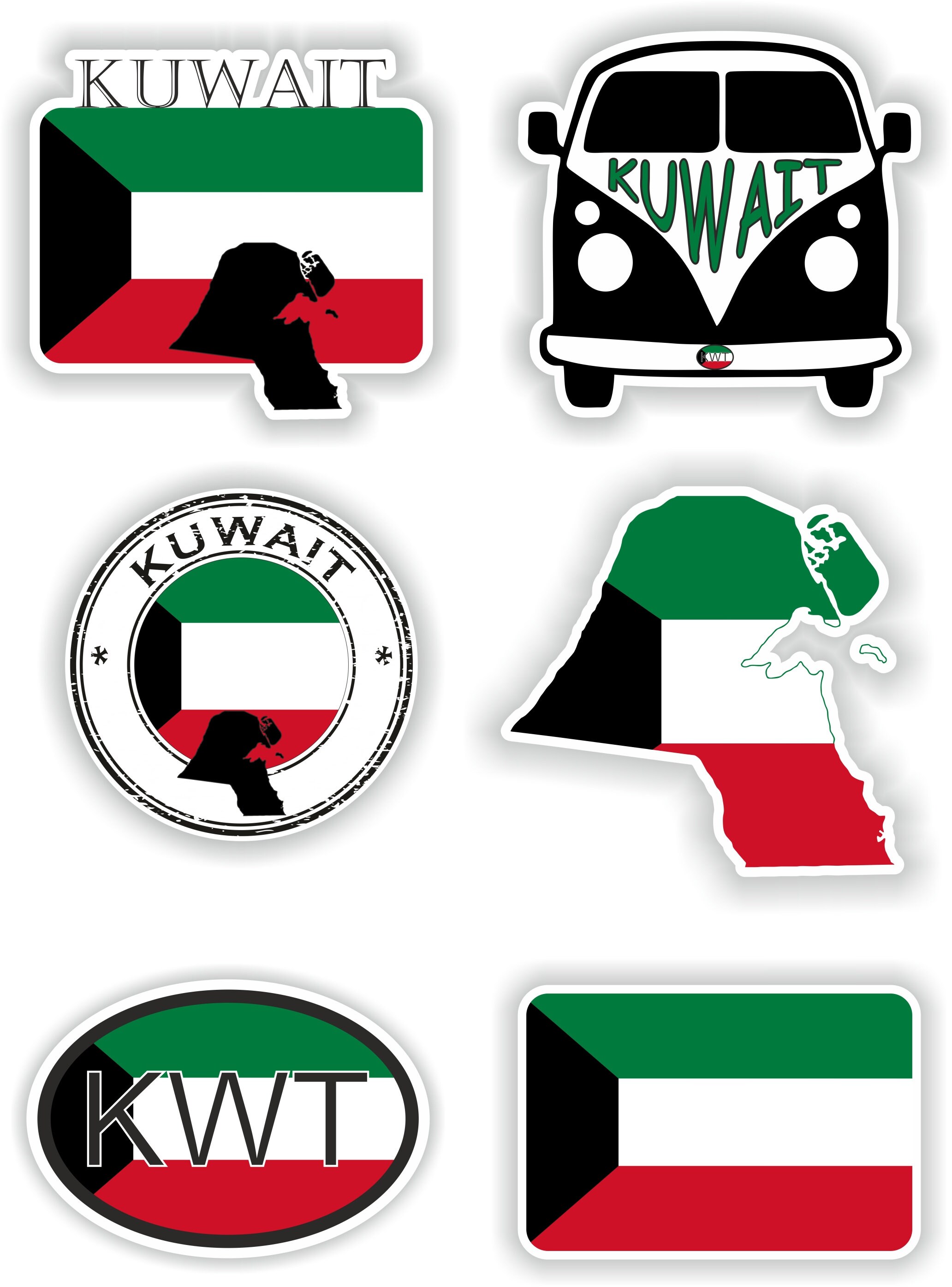 Kuwait Set of Stickers for Laptop Book Water Bottle Fridge Guitar ...