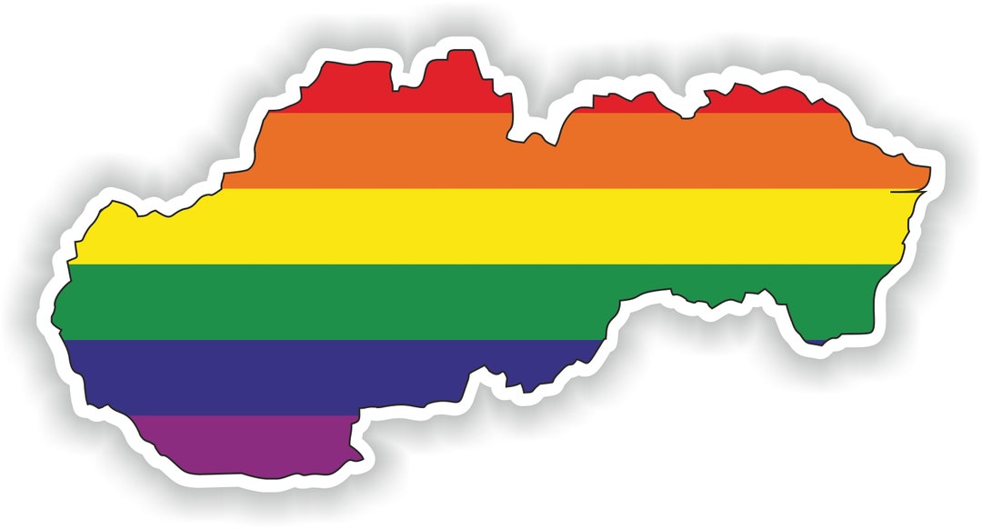 Slovakia Gay Rainbow Map Flag Sticker for Laptop Book Fridge Guitar Motorcycle Helmet Toolbox ...