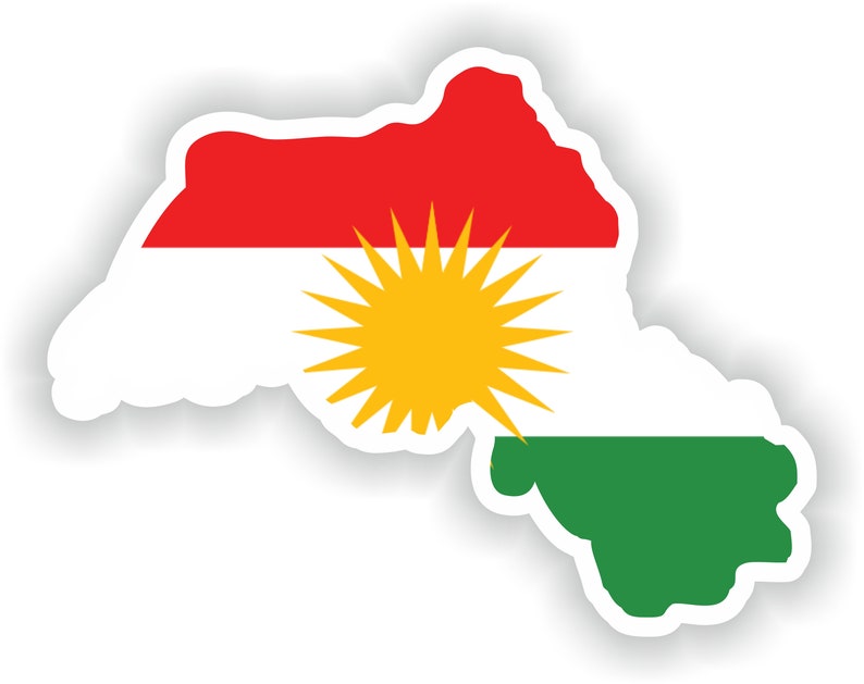 Kurdistan Map Flag Silhouette Sticker For Laptop Book Fridge Guitar