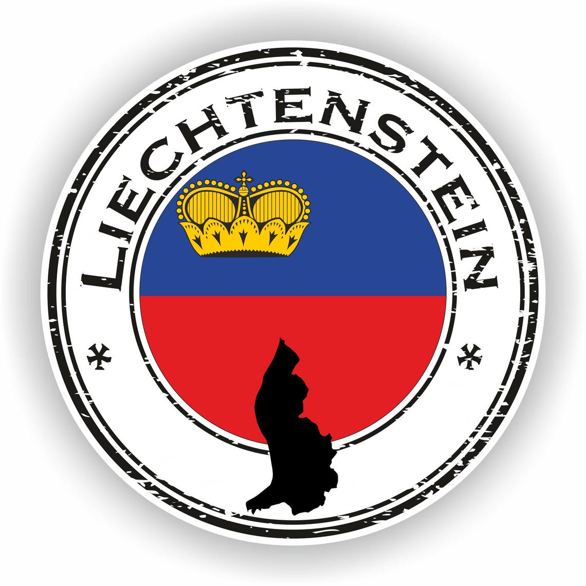 Liechtenstein Seal Sticker Round Flag for Laptop Book Fridge Guitar ...