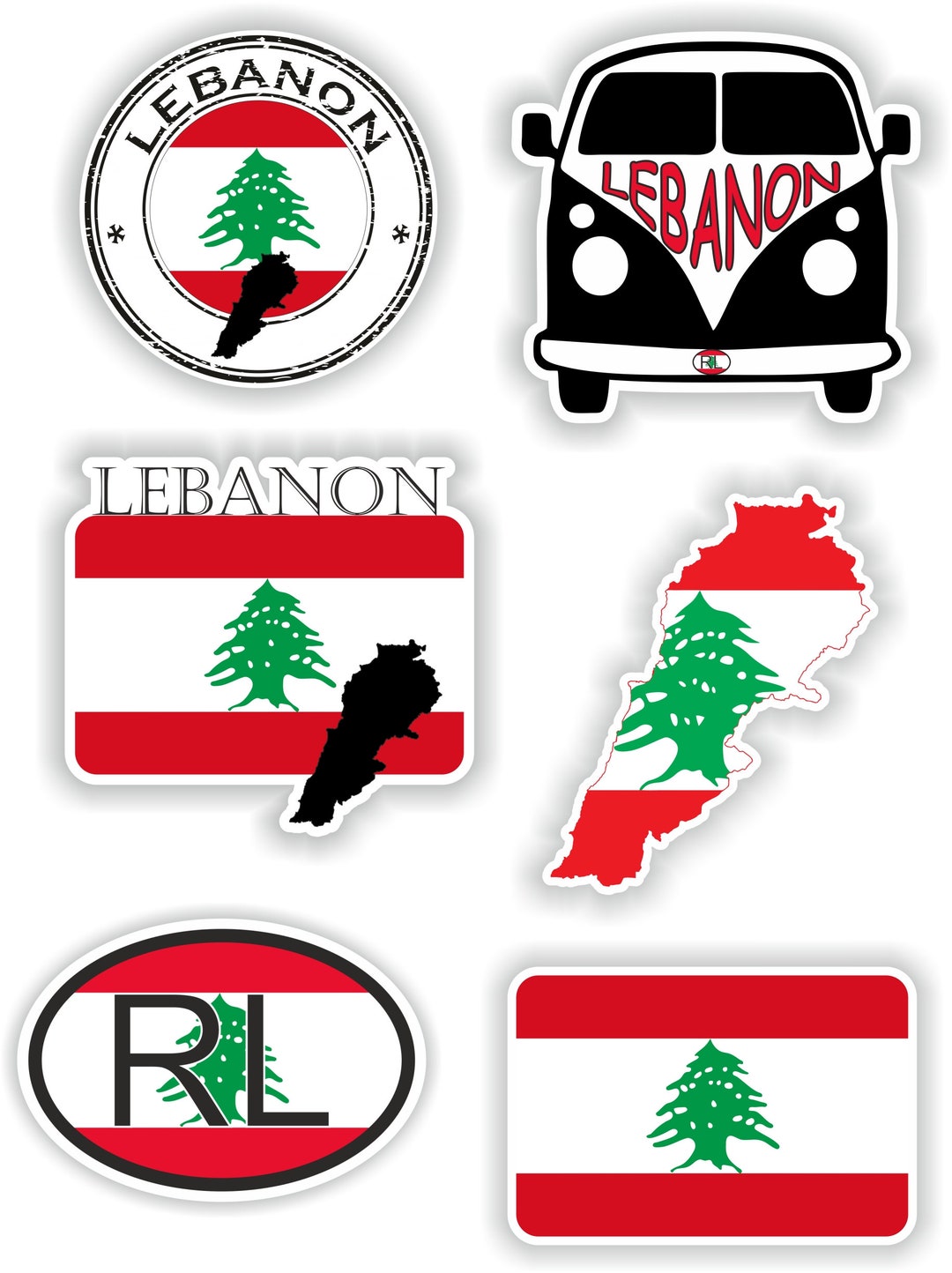 Lebanon Set of Stickers for Laptop Book Water Bottle Fridge Guitar ...