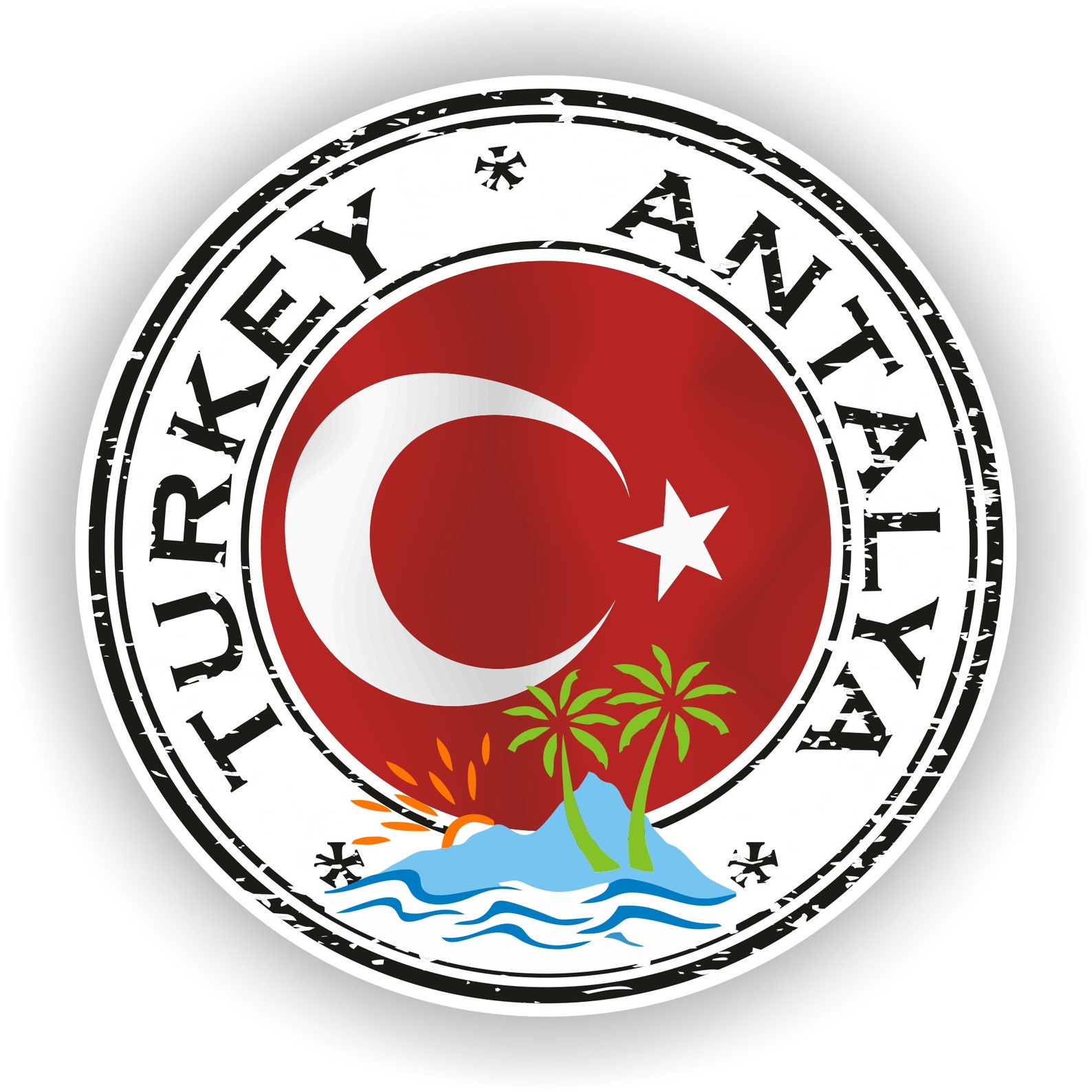 Turkey Antalya Seal Sticker Round Flag for Laptop Book Fridge Guitar ...