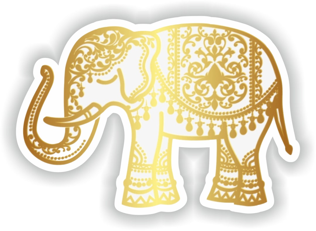 Elephant Gold India Sticker for Laptop Book Fridge Guitar Motorcycle ...