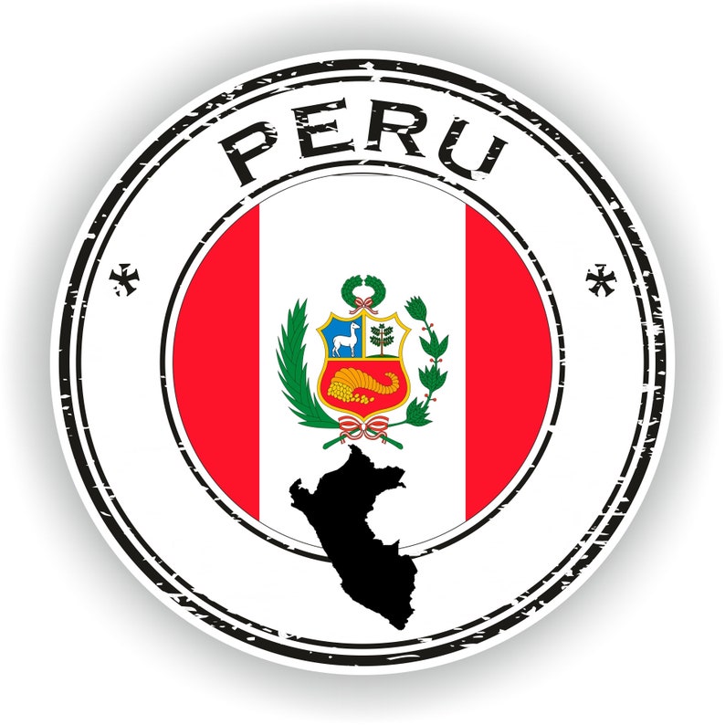 Peru Seal Sticker Round Flag For Laptop Book Fridge Guitar Motorcycle