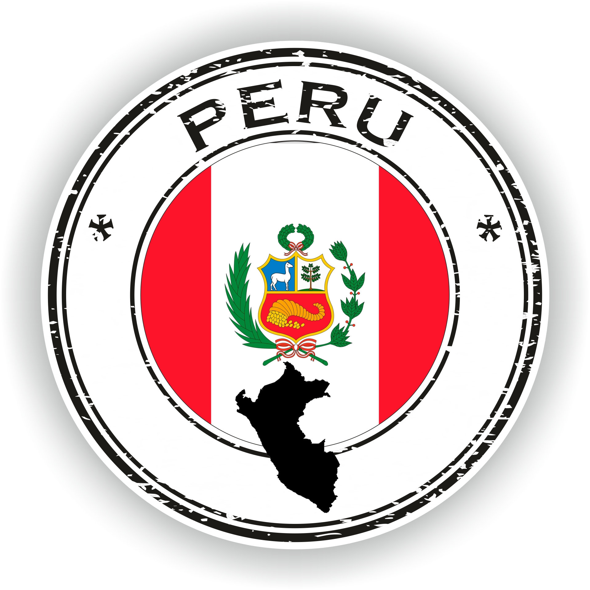 Peru Seal Sticker Round Flag for Laptop Book Fridge Guitar Motorcycle ...