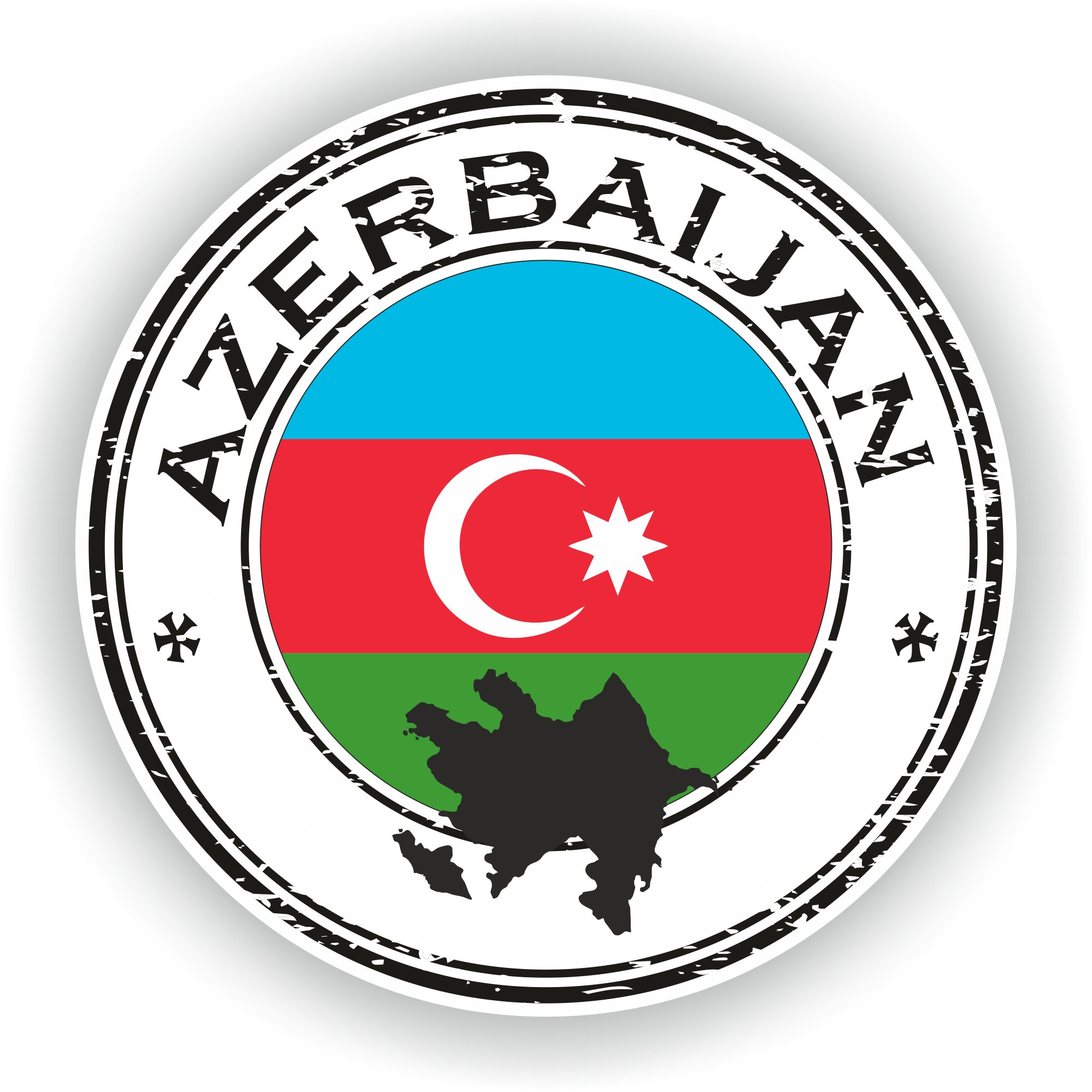 Azerbaijan Seal Sticker Round Flag for Laptop Book Fridge Guitar ...