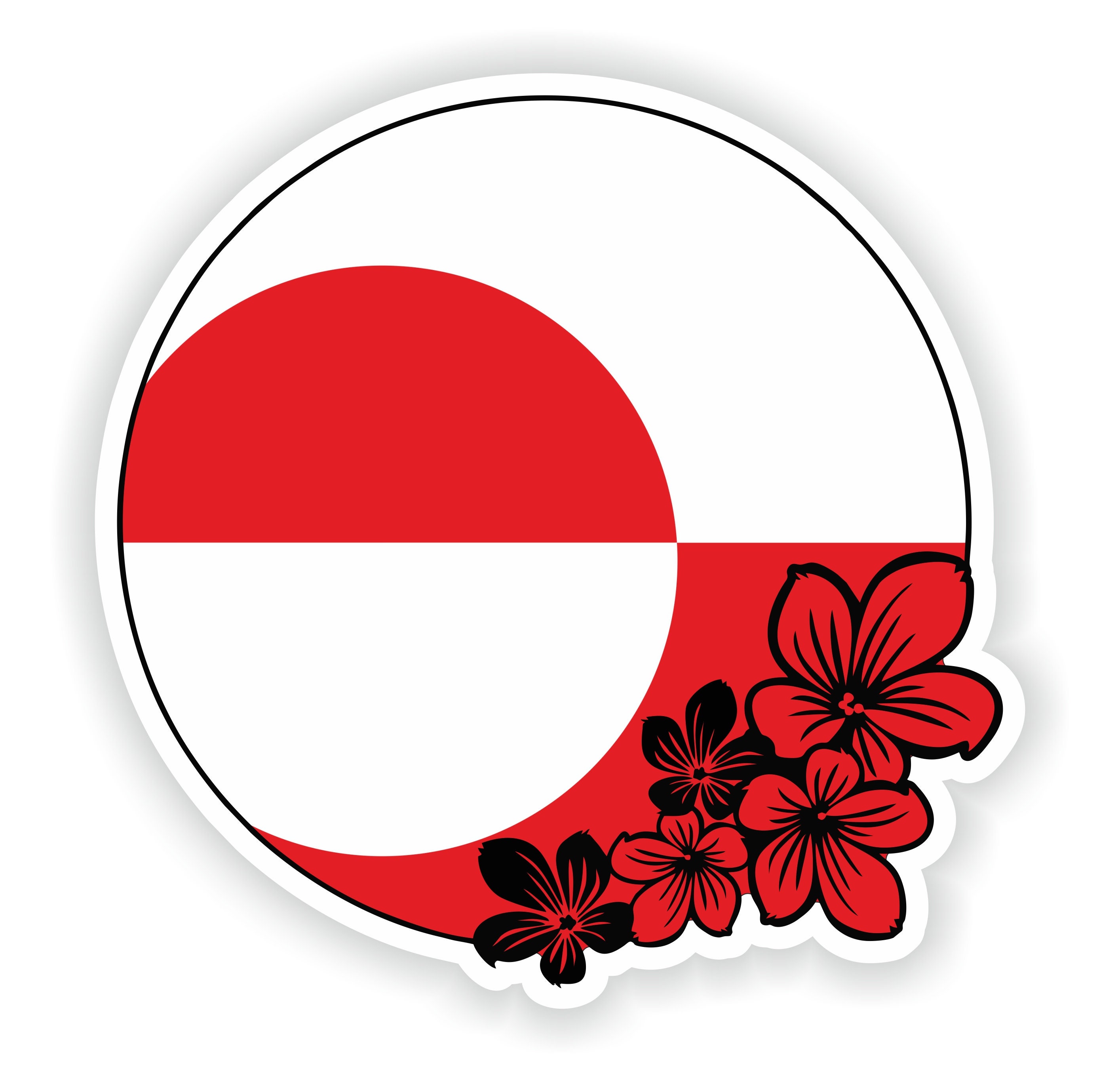 Greenland Sticker Round Flag for Laptop Book Fridge Guitar Motorcycle ...