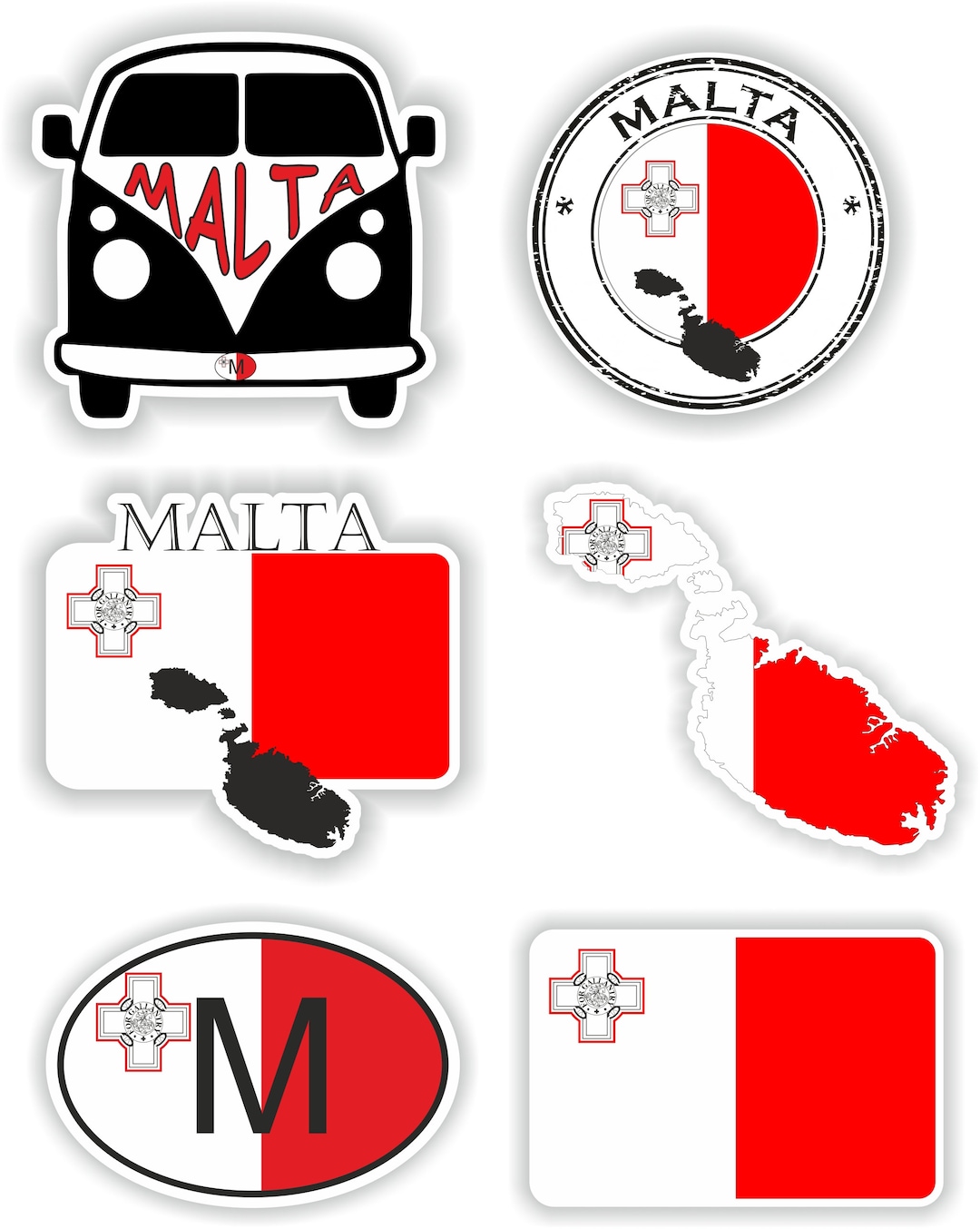 Malta Set of Stickers for Laptop Book Water Bottle Fridge Guitar ...
