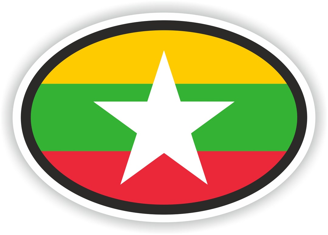 Burma Myanmar Oval Sticker With Flag for Bumper Laptop Book Fridge ...
