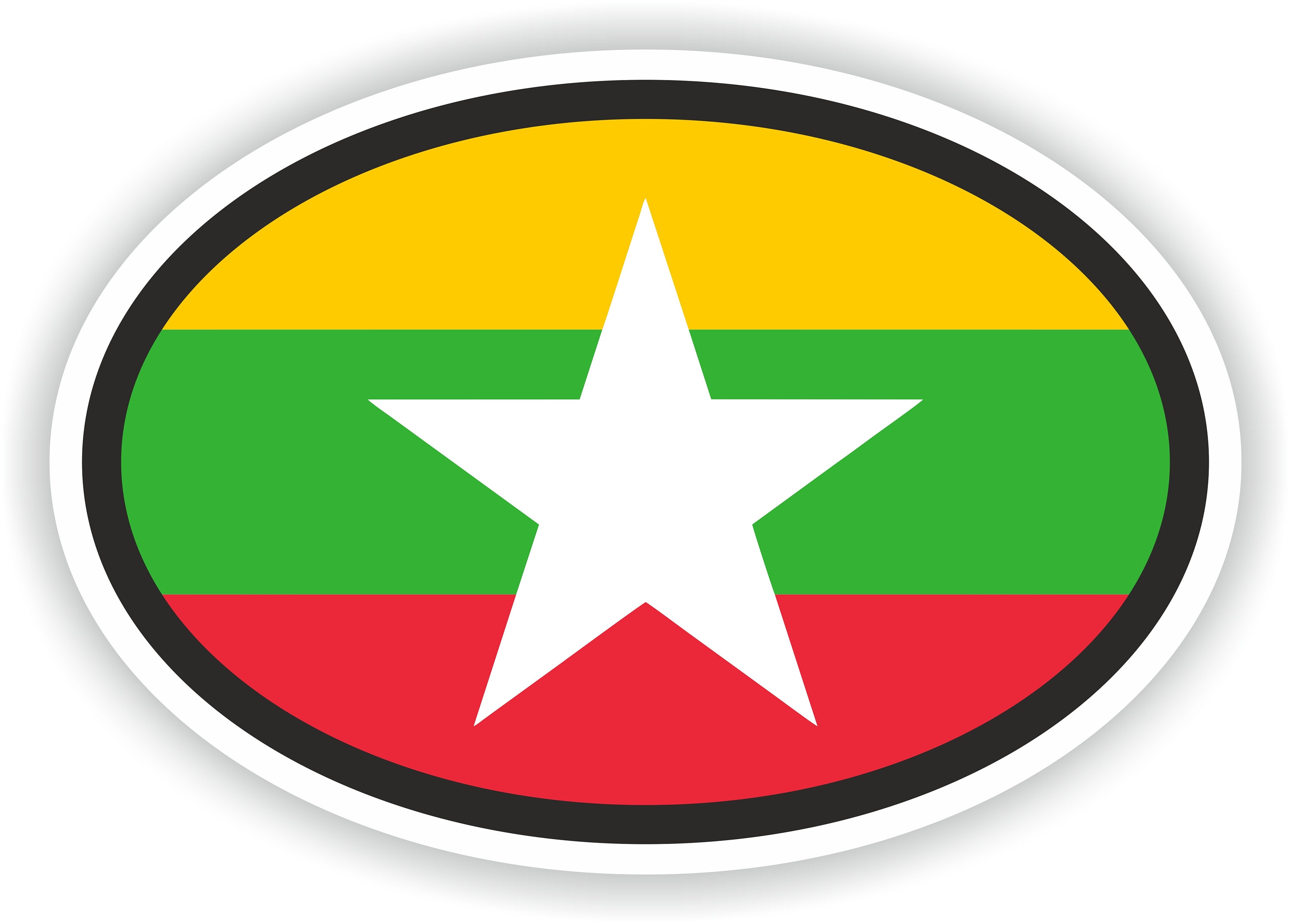 Burma Myanmar Oval Sticker With Flag for Bumper Laptop Book Fridge ...