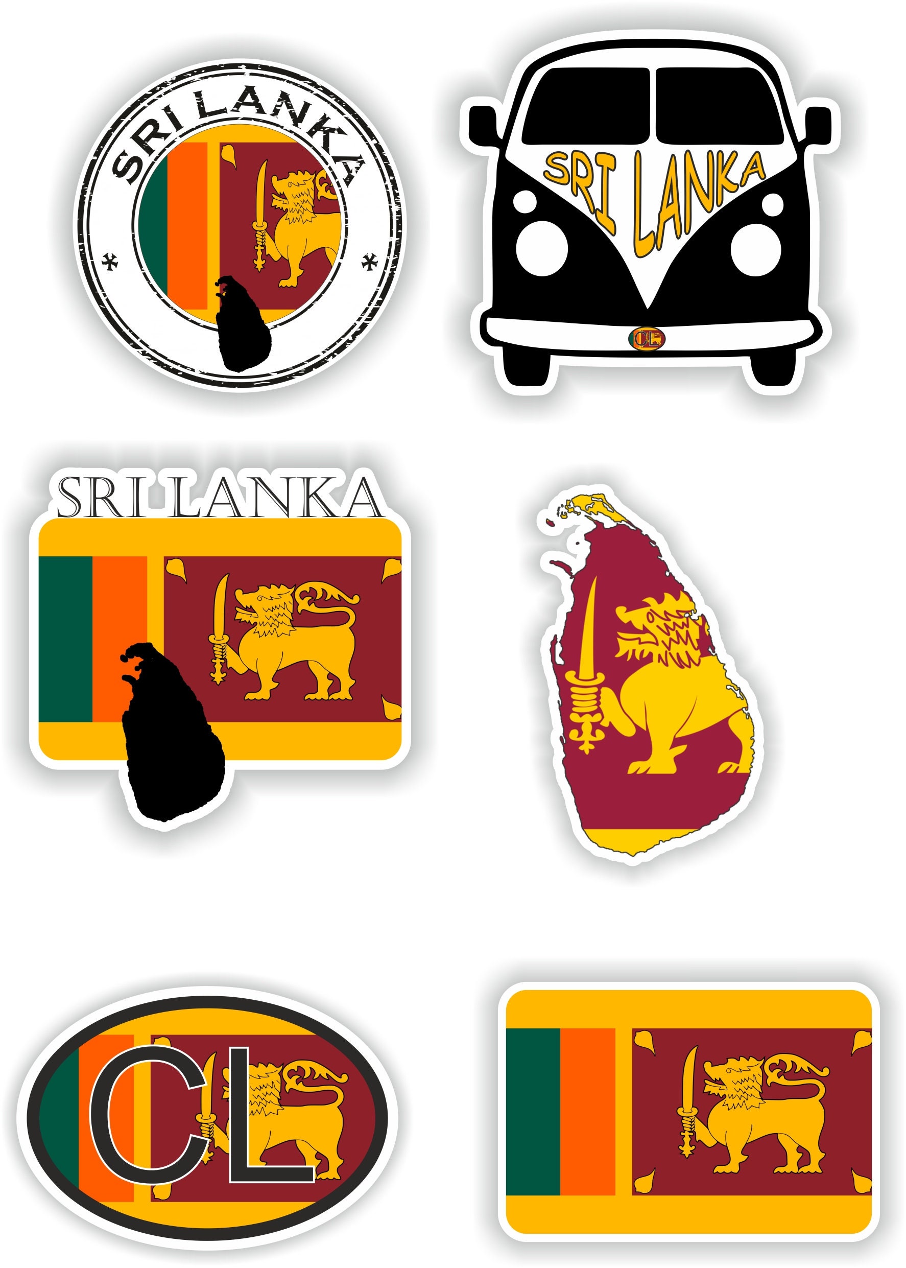 Sri Lanka Set of Stickers for Laptop Book Water Bottle Fridge Guitar ...