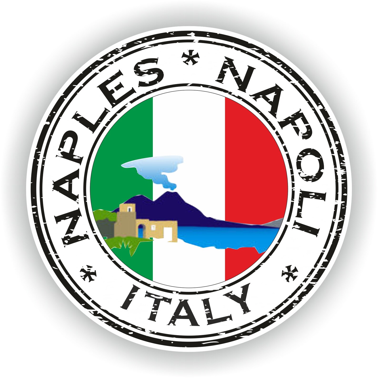 Naples Napoli Italy Seal Sticker Round Flag for Laptop Book Fridge ...