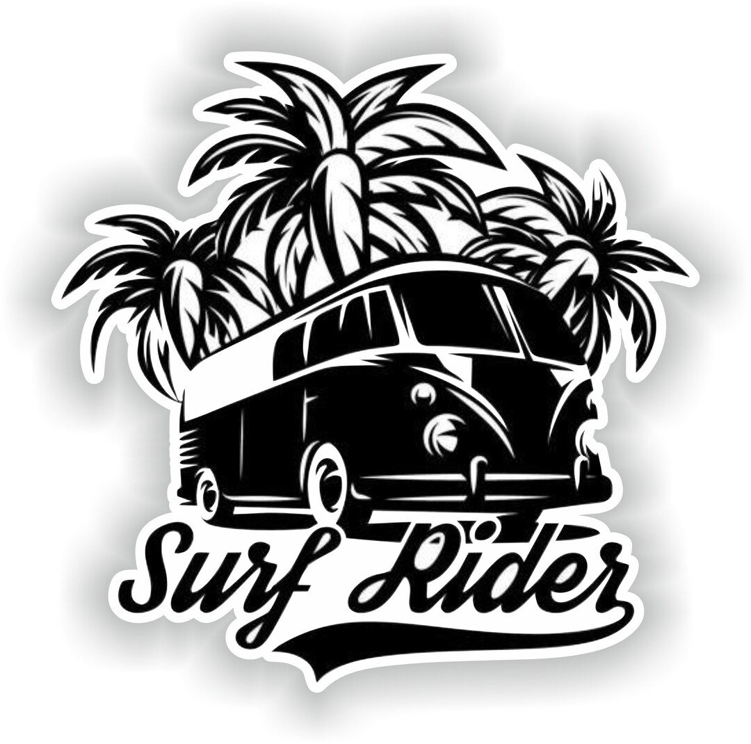 Surf Rider Van Sticker for Bumper Laptop Car Suitcase Truck Fridge Door ...