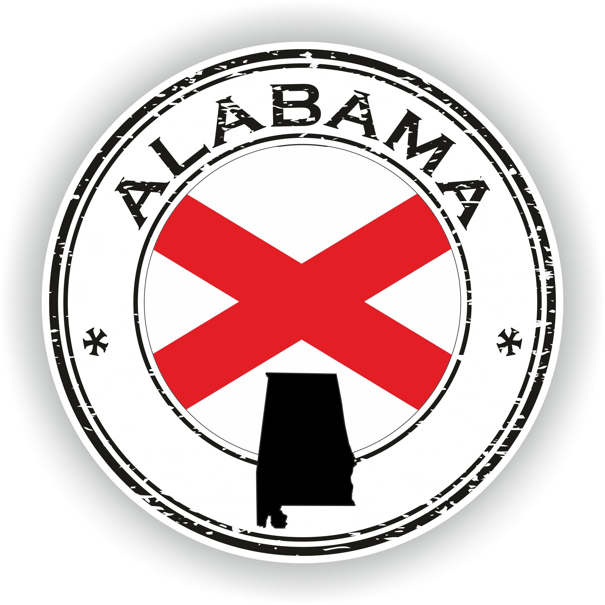 Alabama Seal Sticker Round Flag For Laptop Book Fridge Guitar