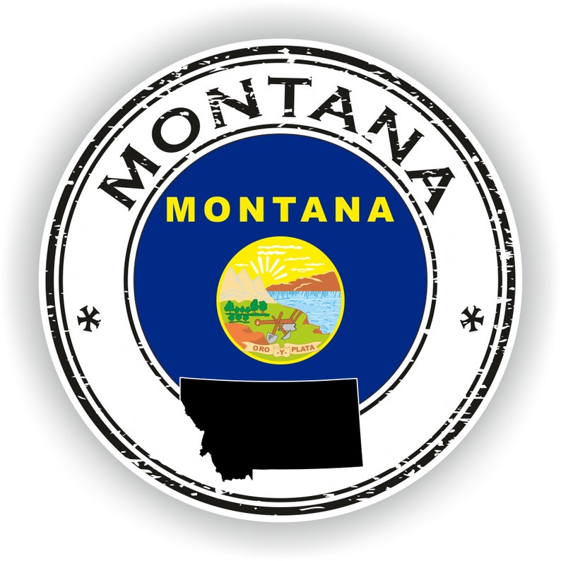 Montana Seal Sticker Round Flag for Laptop Book Fridge Guitar ...
