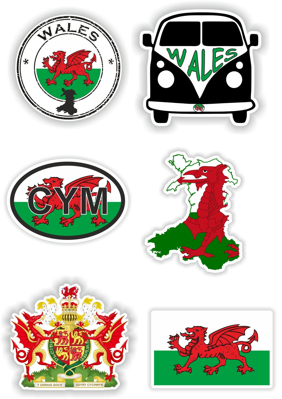 Wales Set of Stickers for Laptop Book Water Bottle Fridge Guitar ...