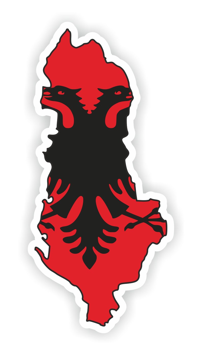 Albania Map Flag Silhouette Sticker For Laptop Book Fridge Guitar