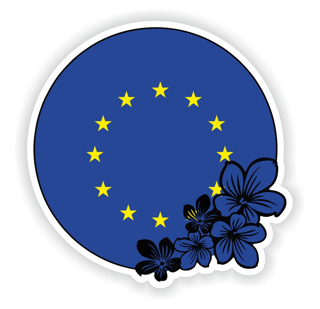 European Union Sticker Round Flag for Laptop Book Fridge Guitar ...