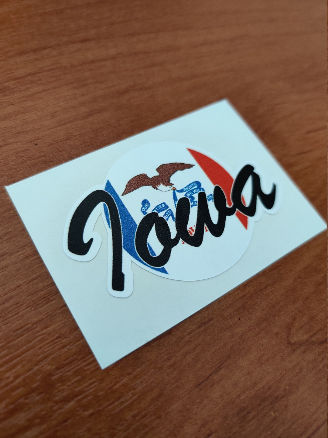 Iowa USA Round Flag Sticker for Laptop Book Fridge Guitar Motorcycle ...