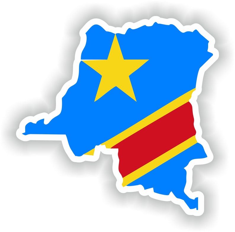 Democratic Republic Of Congo Map Sticker Flag For Laptop Book Fridge