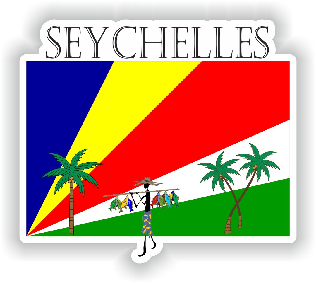 Seychelles Sticker Flag MF for Laptop Book Fridge Guitar Motorcycle ...