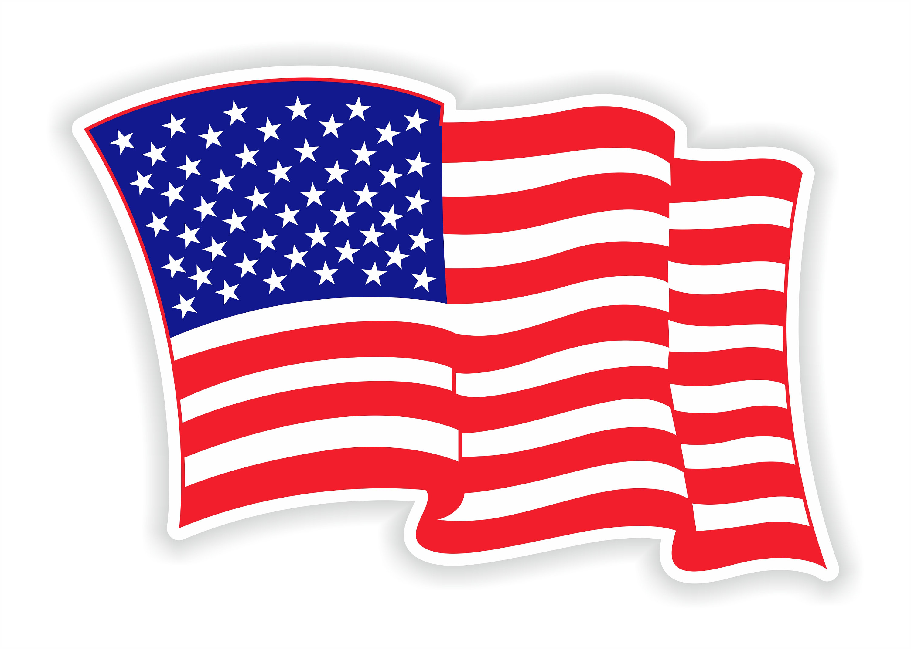 USA Waving Flag #02 Sticker for Bumper Car Van Truck Motorcycle Helmet ...