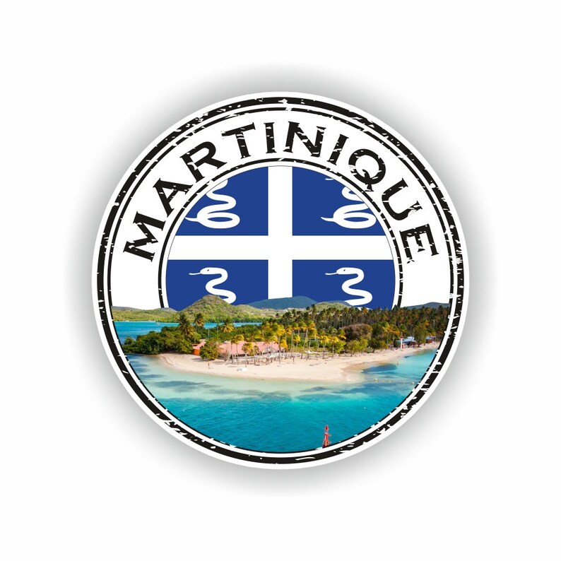 Martinique The Caribbean Island Seal Sticker Round Flag For Laptop Book