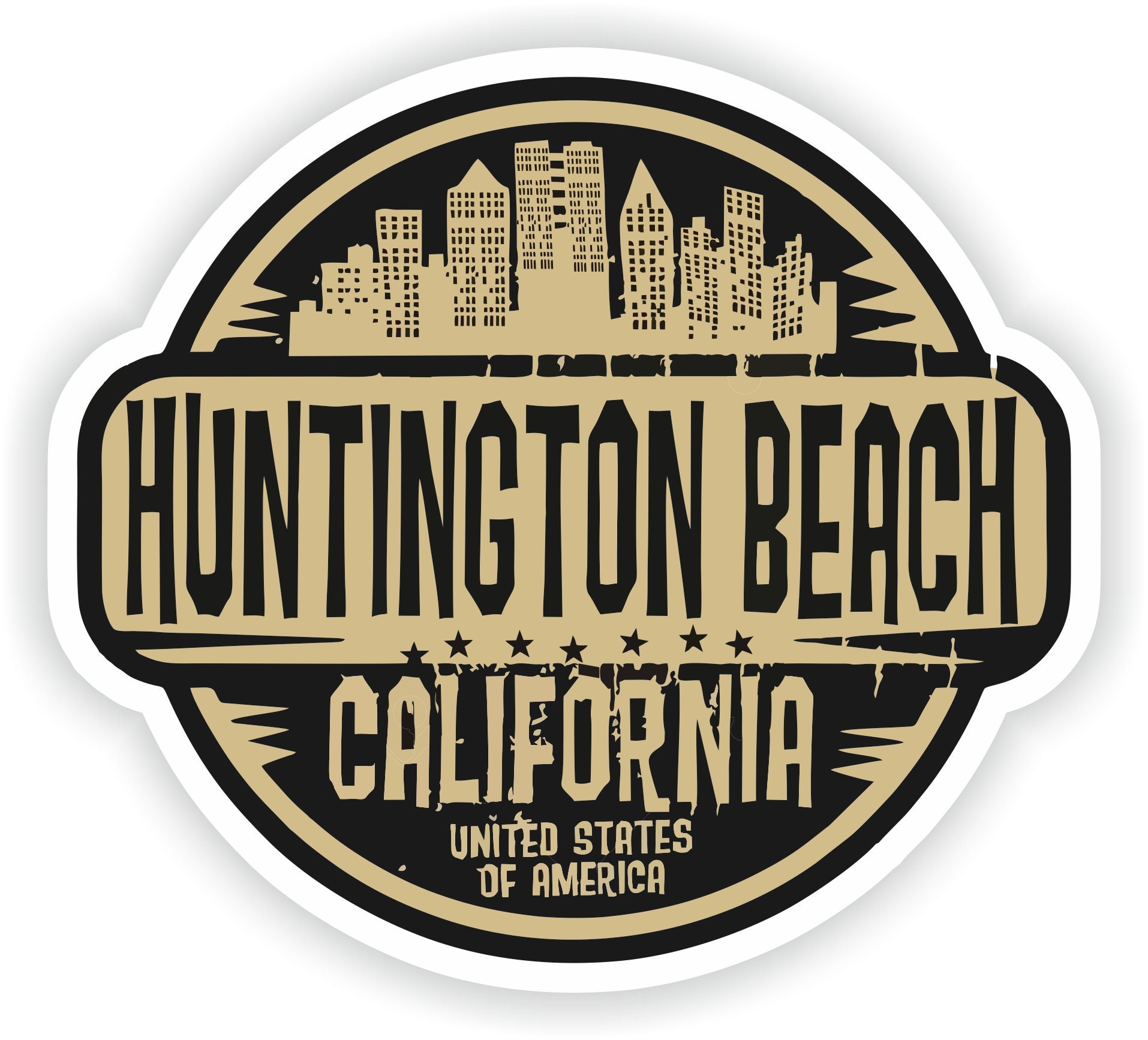 Huntington Beach California Seal Sticker Round Flag for Laptop Book ...