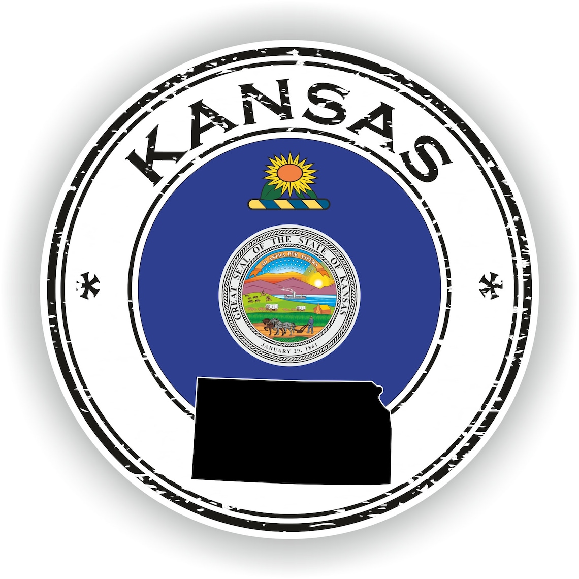 Kansas Seal Sticker Round Flag for Laptop Book Fridge Guitar | Etsy