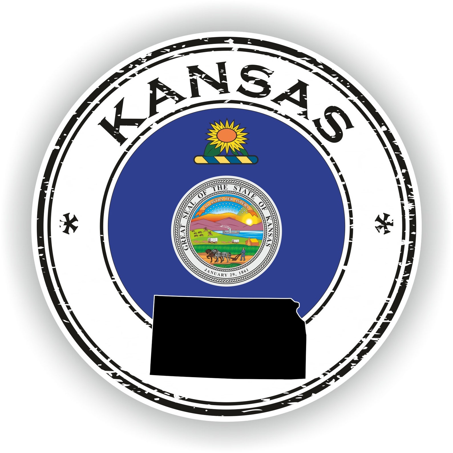 Kansas Seal Sticker Round Flag for Laptop Book Fridge Guitar | Etsy