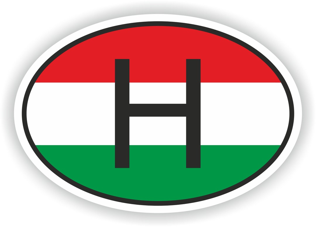 HUNGARY Country Code Oval Sticker With Flag for Bumper Laptop Book ...