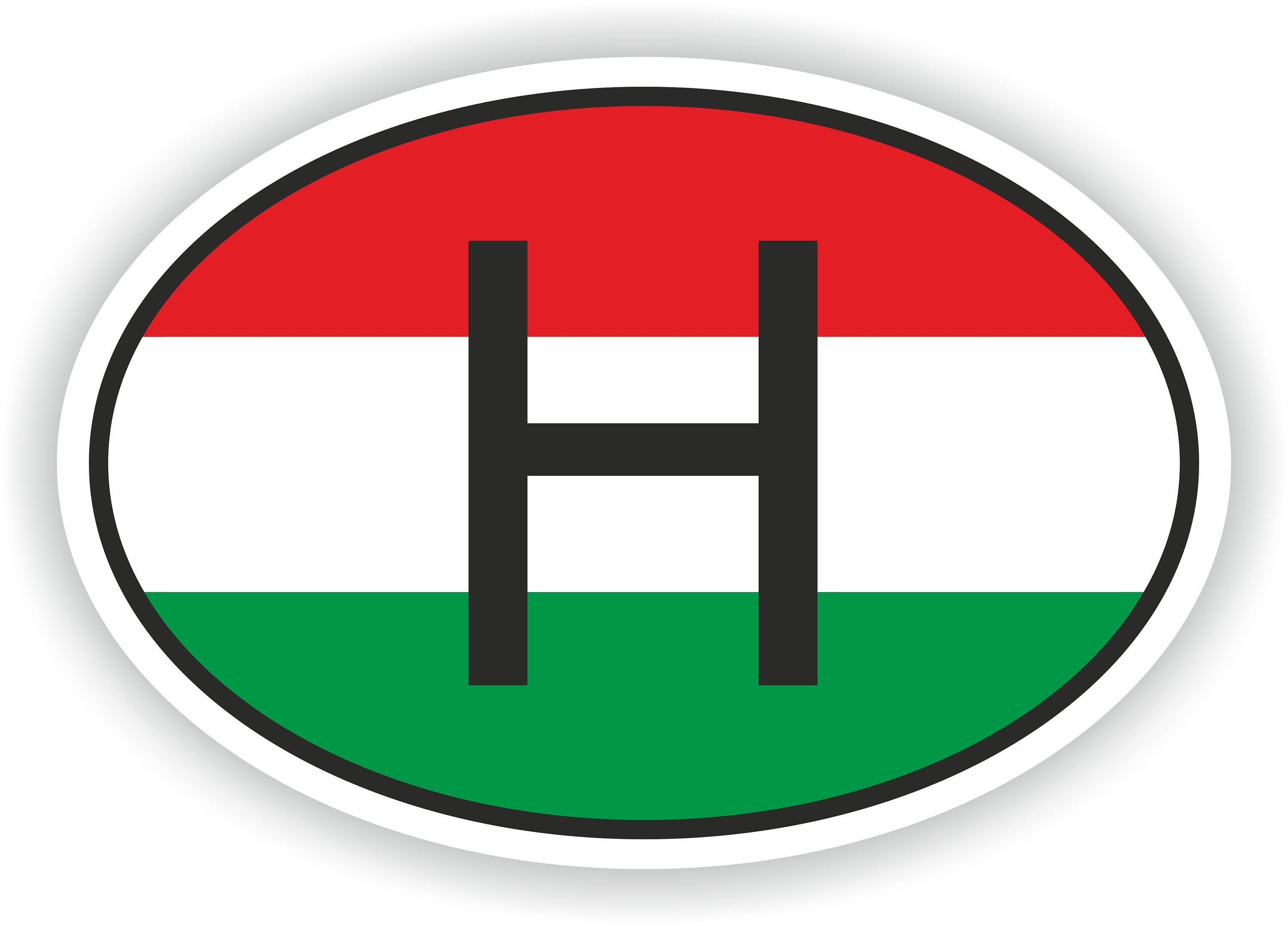 HUNGARY Country Code Oval Sticker With Flag for Bumper Laptop Book ...
