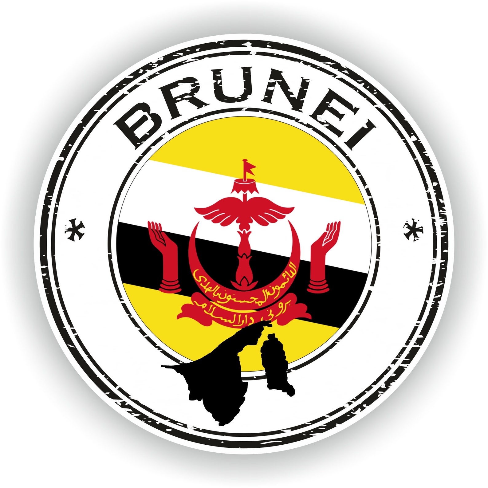 Brunei Seal Sticker Round Flag for Laptop Book Fridge Guitar Motorcycle ...