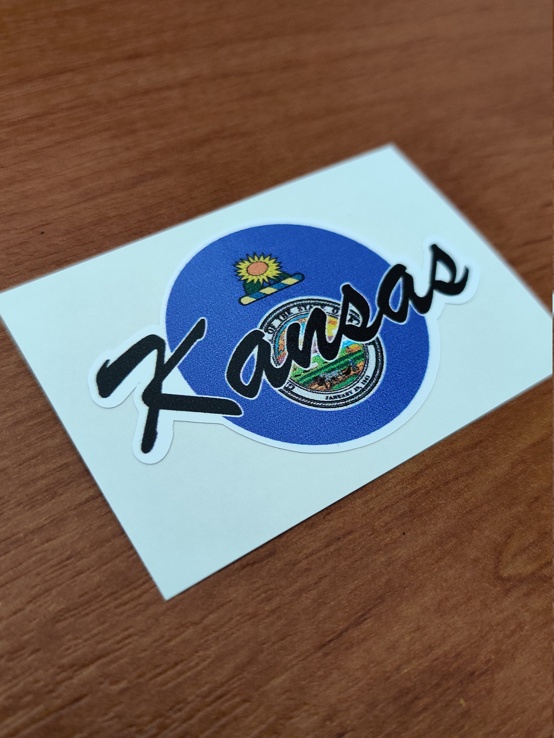 Kansas USA Round Flag Sticker for Laptop Book Fridge Guitar - Etsy