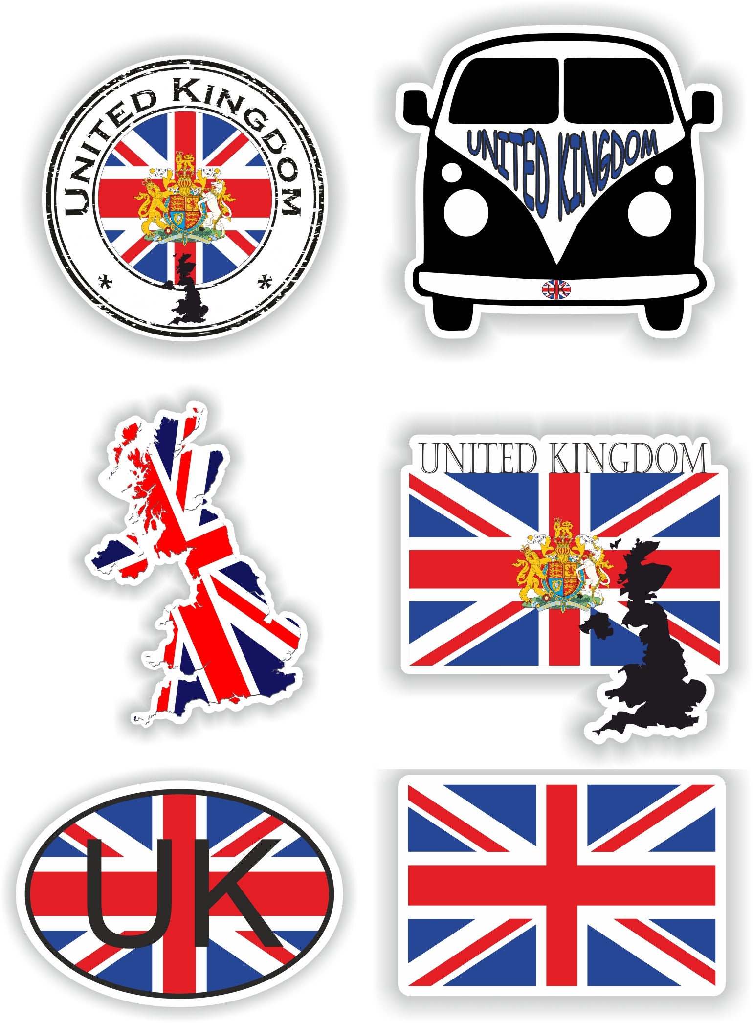 United Kingdom Set Of Stickers For Laptop Book Water Bottle Fridge