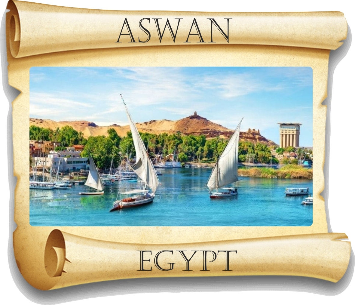 Aswan Egypt Papyrus Sticker for Laptop Book Fridge Guitar Motorcycle ...
