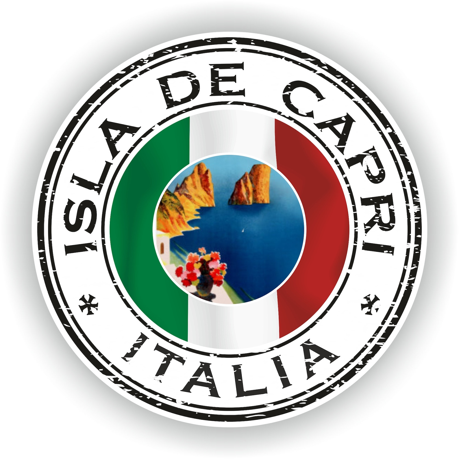 Italy Capri Seal Sticker Round Flag for Laptop Book Fridge Guitar ...