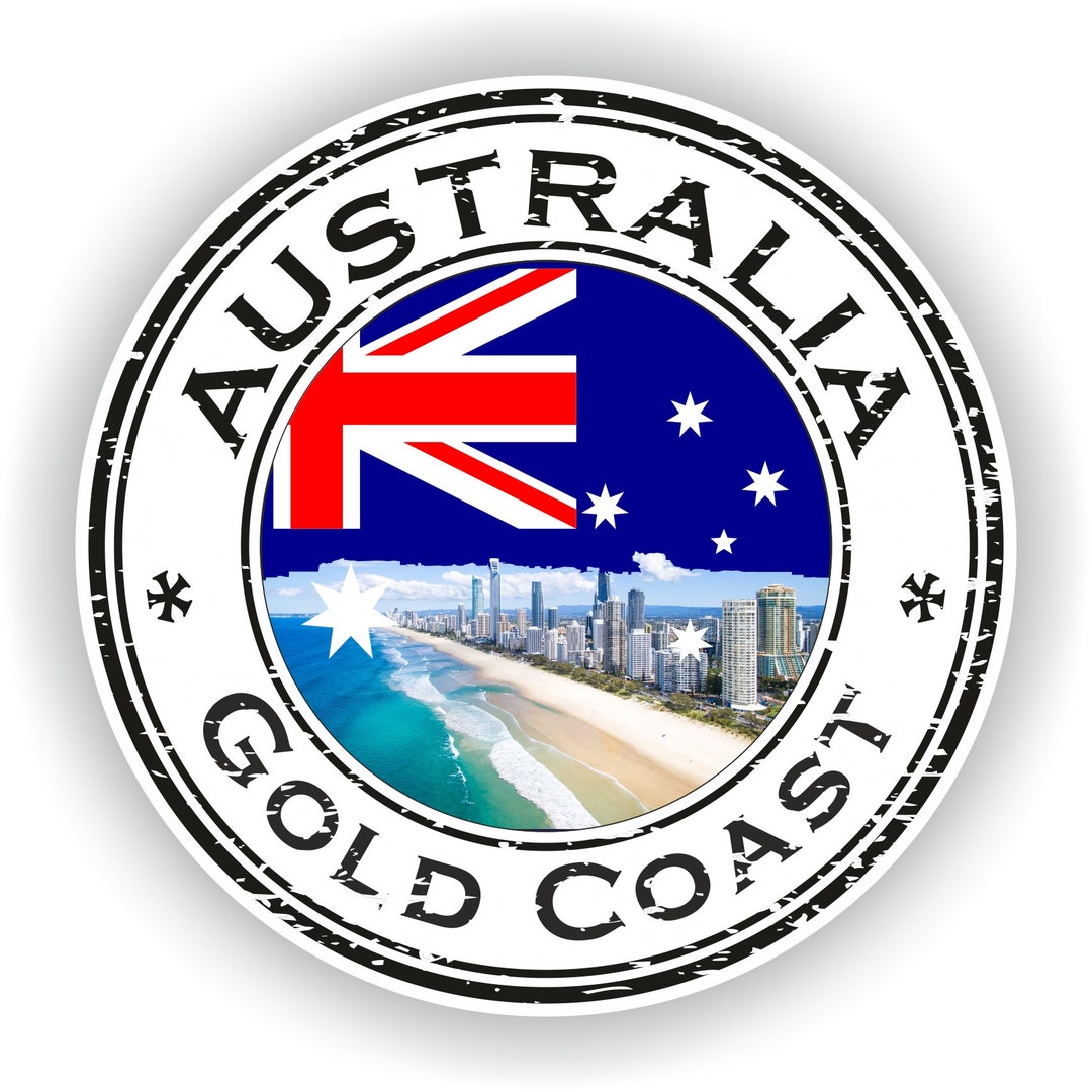 Gold Coast Australia Seal Sticker Round Flag for Laptop Book Fridge ...