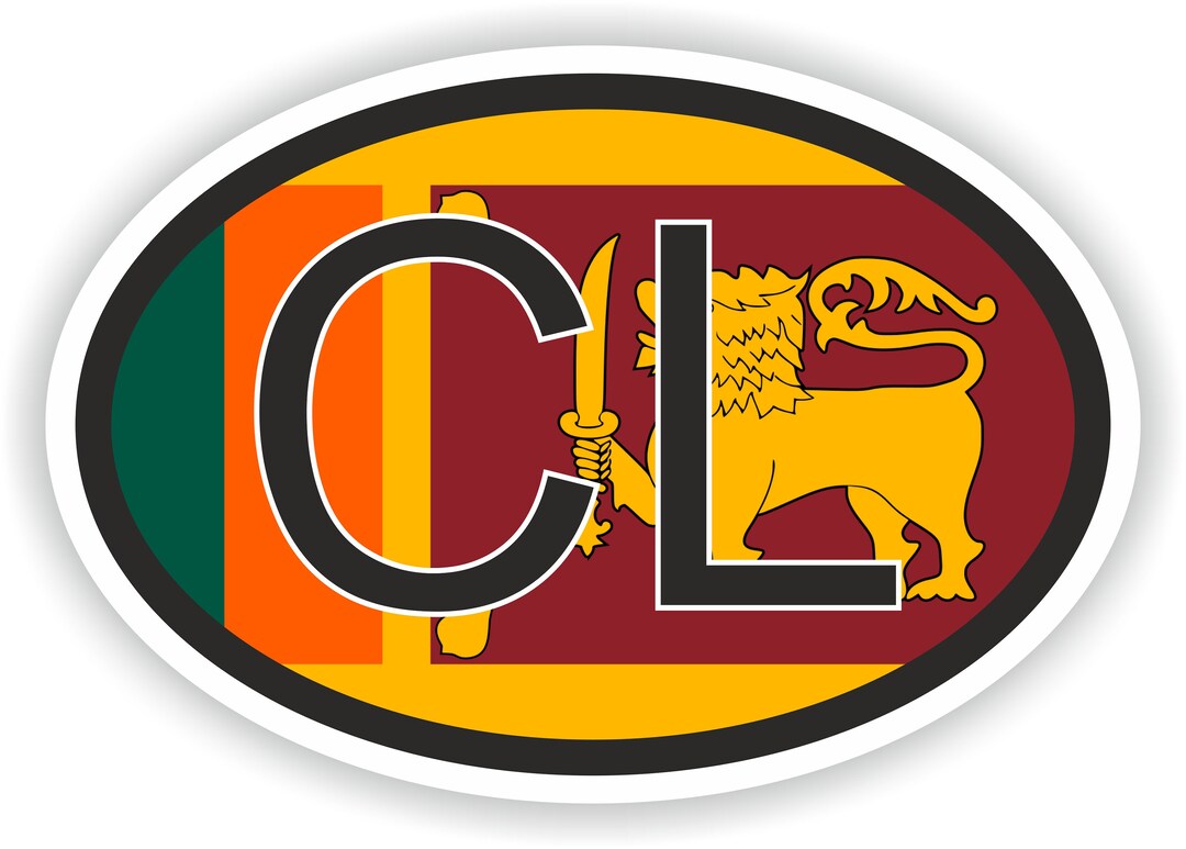 Sri Lanka Country Code Oval Sticker With Flag for Bumper Laptop Book ...