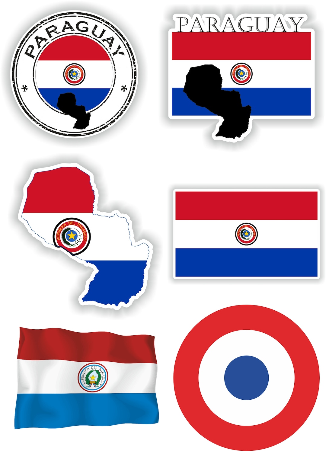 Paraguay Set of Stickers for Laptop Book Water Bottle Fridge Guitar ...