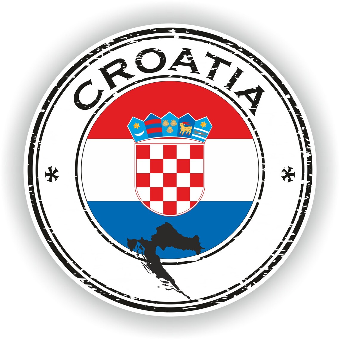 Croatia Seal Sticker Round Flag for Laptop Book Fridge Guitar ...