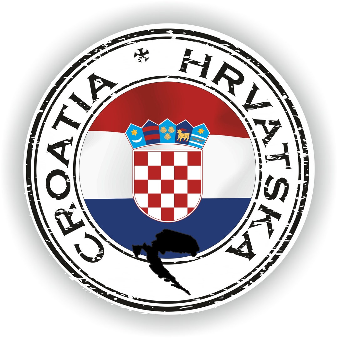 Croatia HRVATSKA Seal Sticker Round Flag for Laptop Book Fridge Guitar ...
