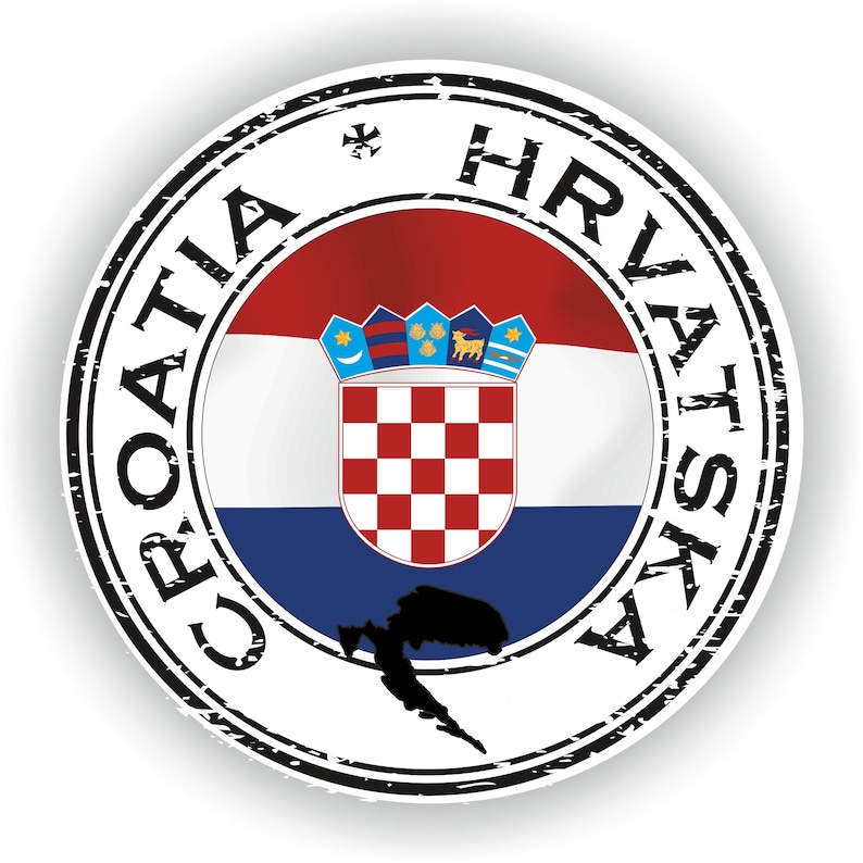 Croatia HRVATSKA Seal Sticker Round Flag for Laptop Book Fridge Guitar ...